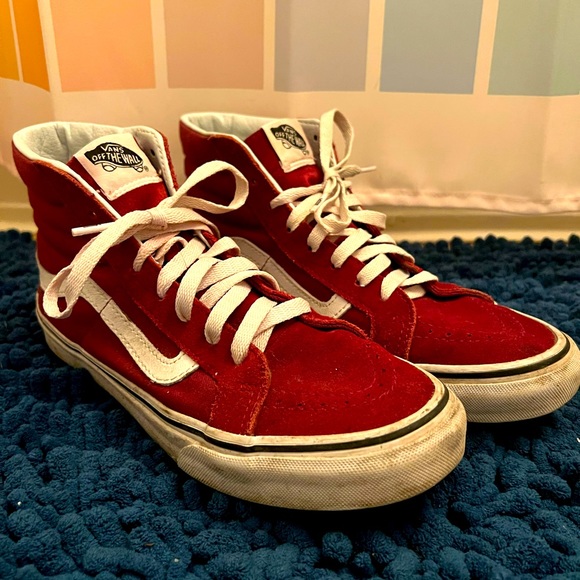Vans | Shoes | Burgundy Red High Top Vans | Poshmark